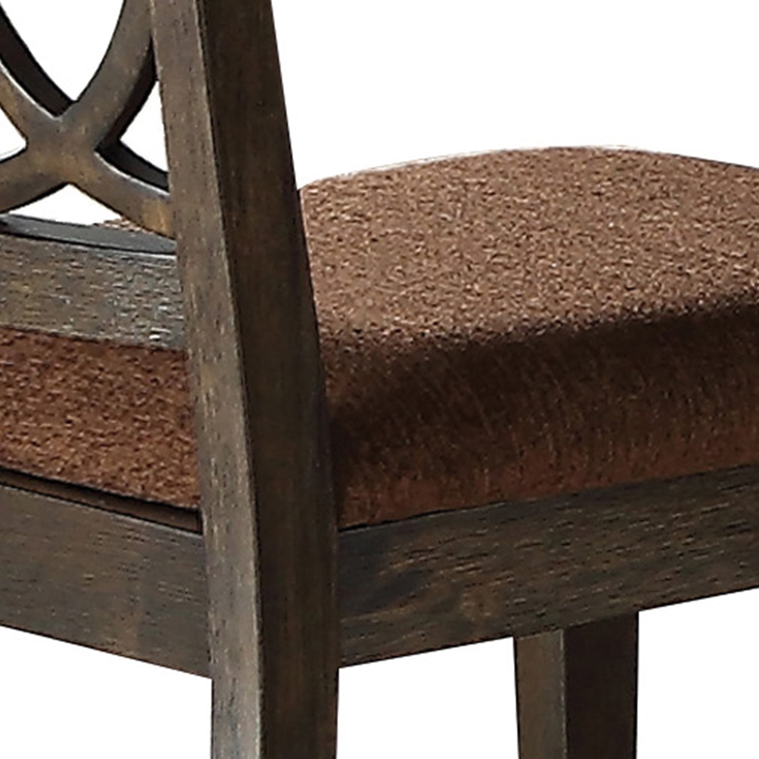 Wooden Side Chair with Cushioned Seat and Cut Out Back, Set of 2,Brown ...