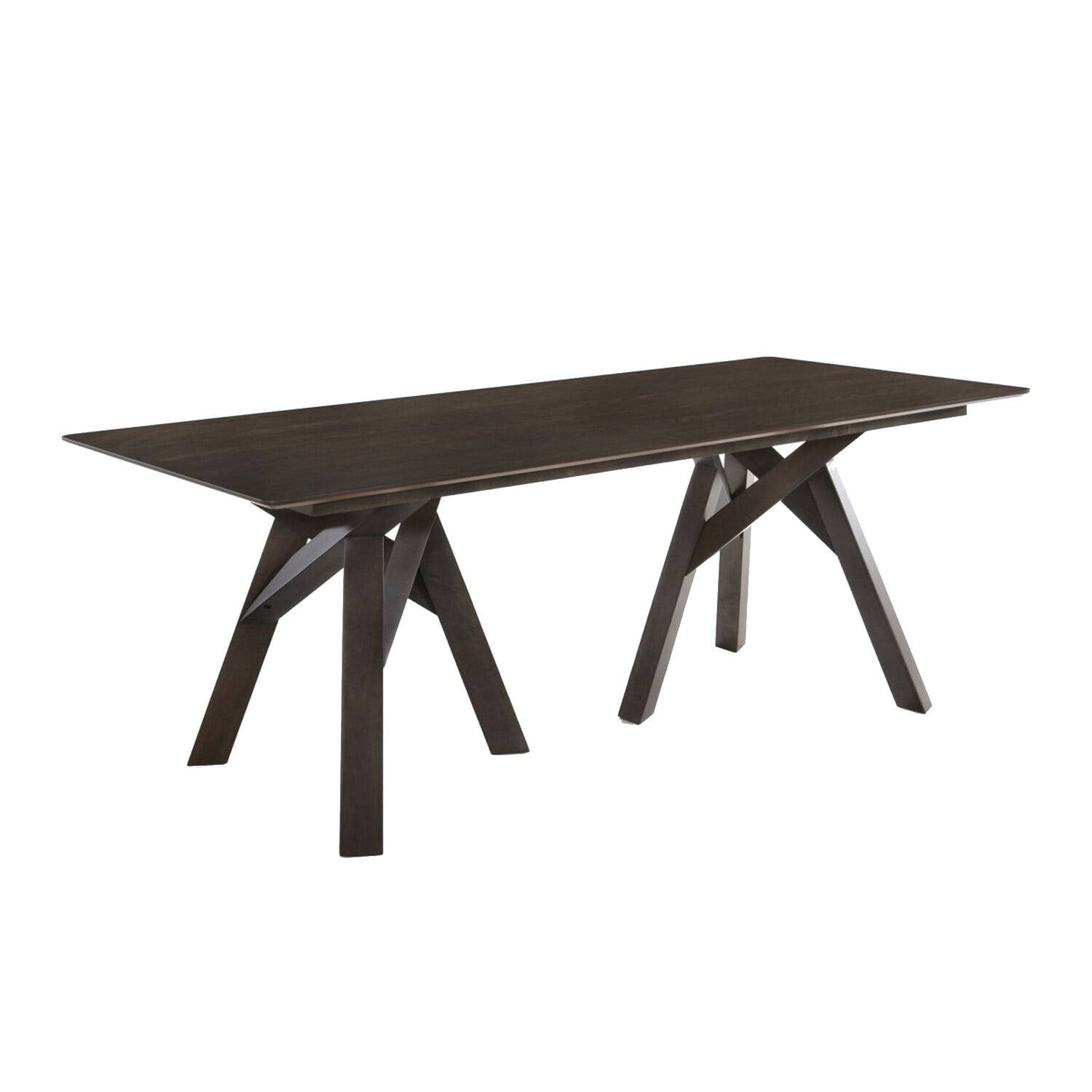 Benjara Wooden Top Dining Table with Interconnected Angled Legs, Dark ...