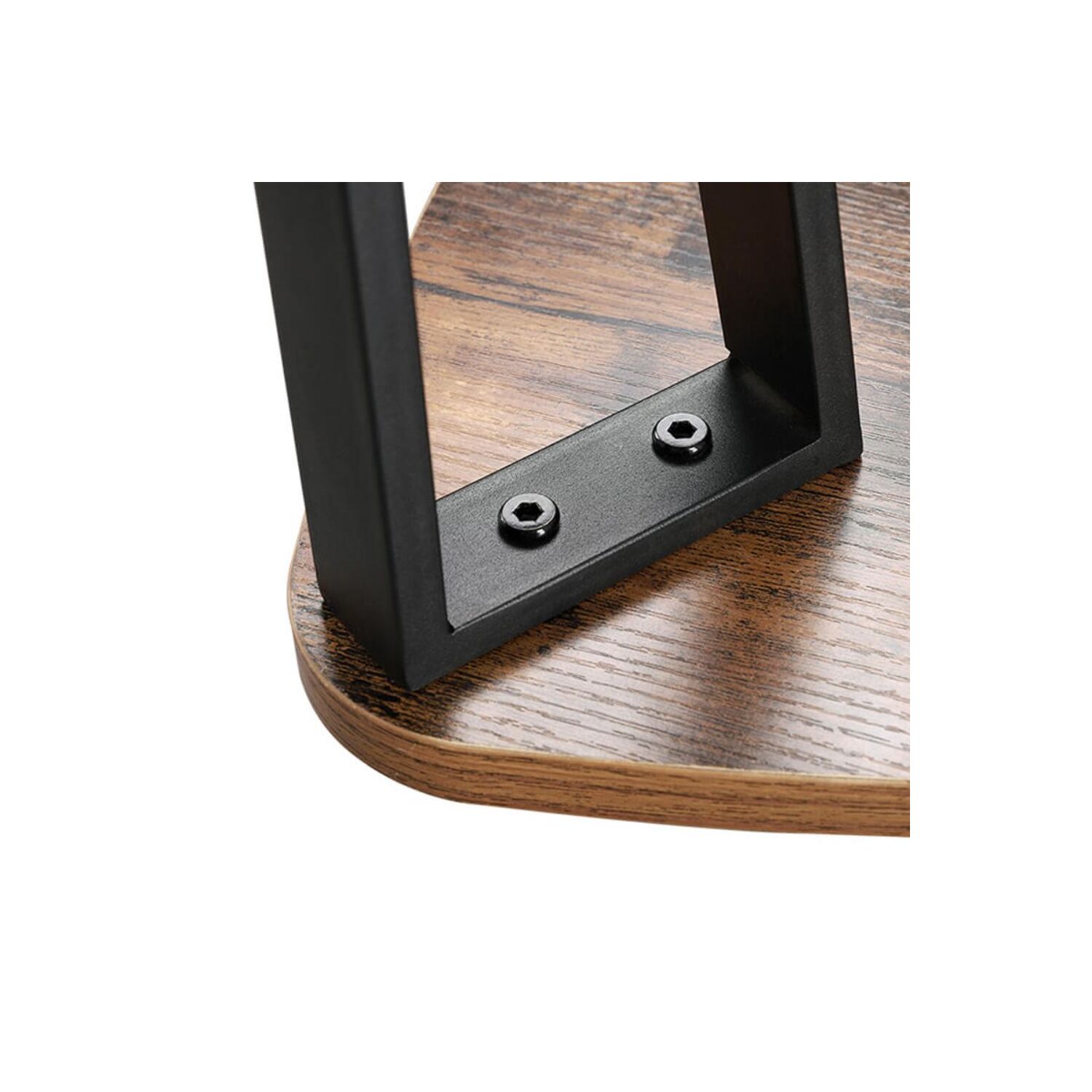 Benjara Wooden Triangular Nesting Tables with Iron Angled Legs, Brown ...