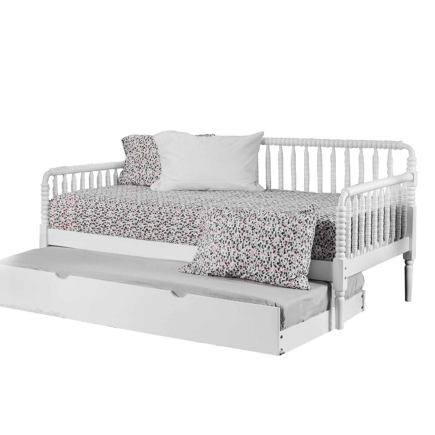 Wooden Twin Size Bed with Bobbin Motif Spindles White - Walmart.com