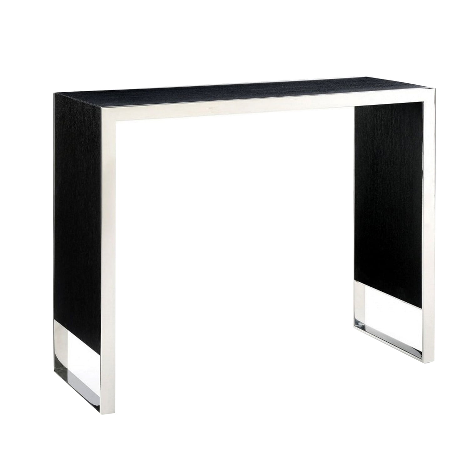 Benjara Wooden U Shaped Bar Table with Stainless Steel Frame, Black ...