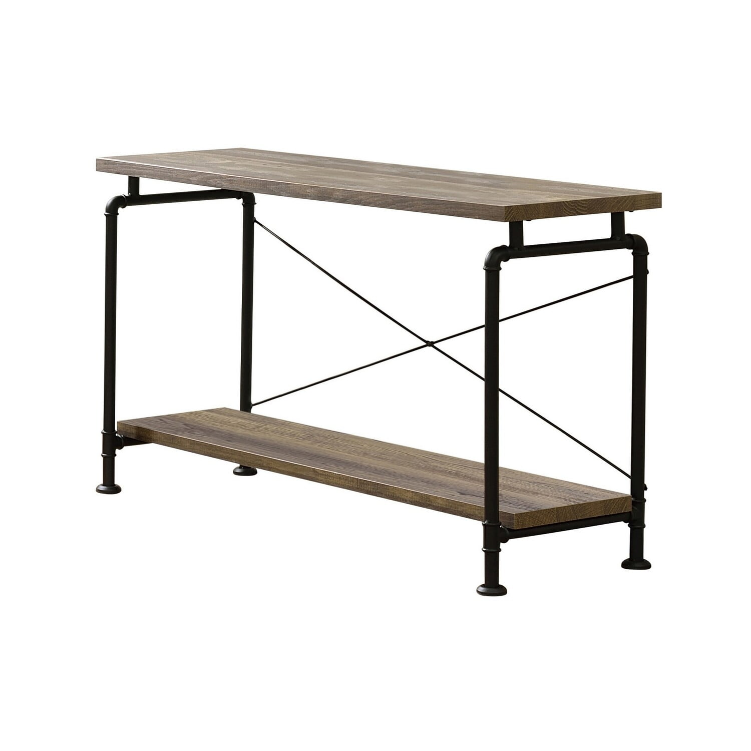 Wren 47 Inch Sofa Console Table, Rustic Brown Top, Metal Pipe Design ...