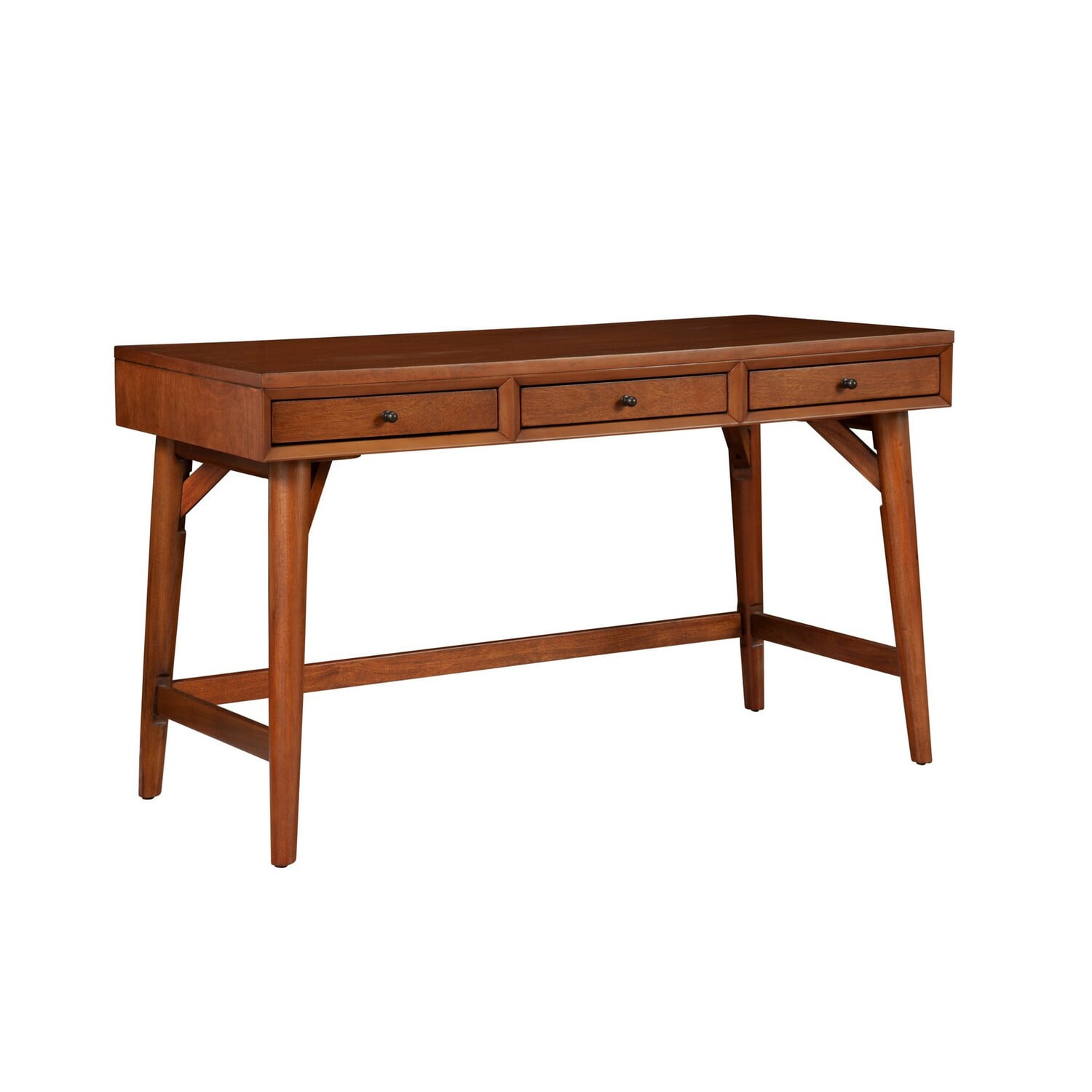 Benjara Writing Desk with 3 Drawers and Angled Legs, Brown - Walmart.com
