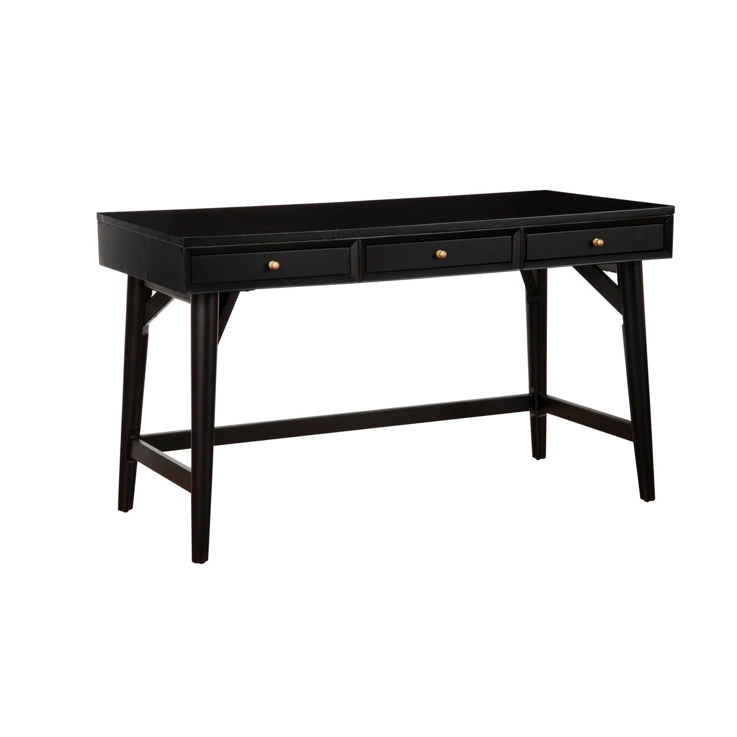 Benjara Writing Desk with 3 Drawers and Angled Legs, Walnut Brown-Color ...