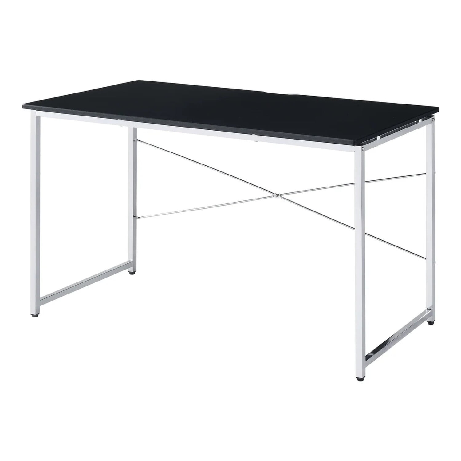 Writing Desk with X Shaped Crossbar Support Black and White - Saltoro ...