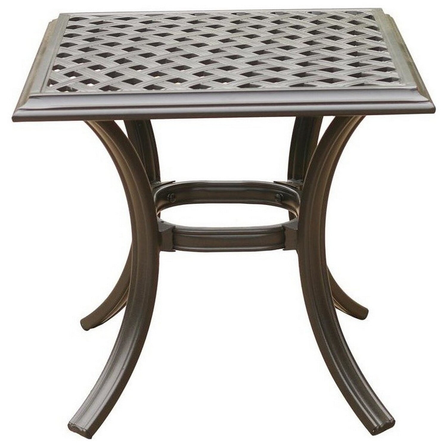 Wynn 22 Inch Outdoor End Table, Cast Aluminum, Patio, Lattice, Espresso ...