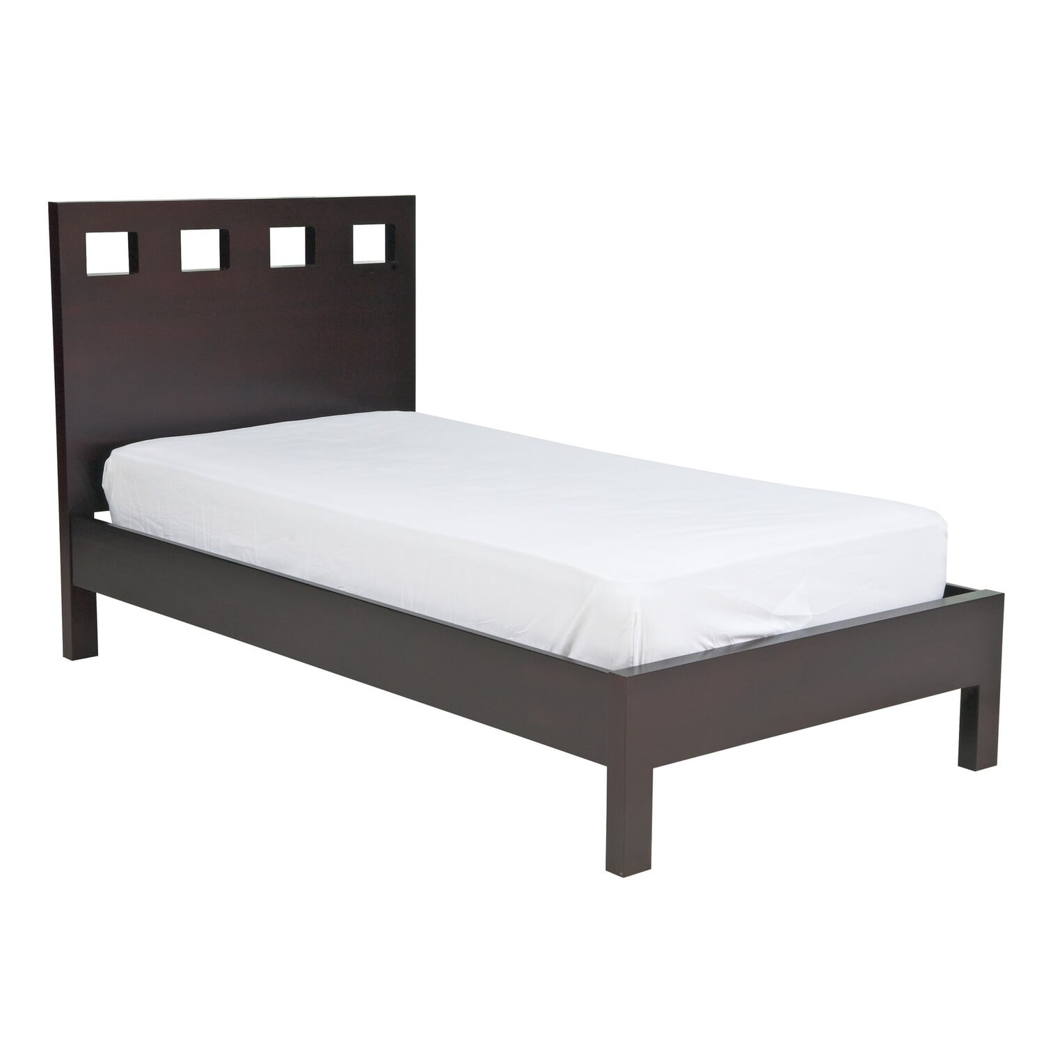 Benjara Yee Queen Size Platform Bed, Cut Out Panel Headboard, Espresso ...