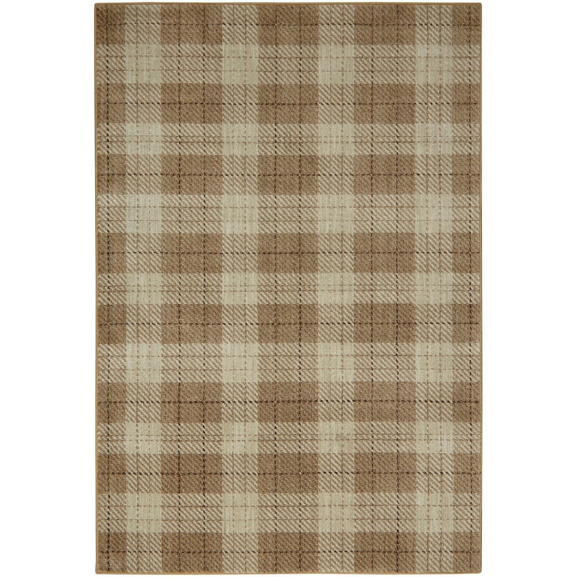 Benjara Yuvi 5 X 7.5 Medium Area Rug, Farmhouse Plaid Pattern, Latex ...