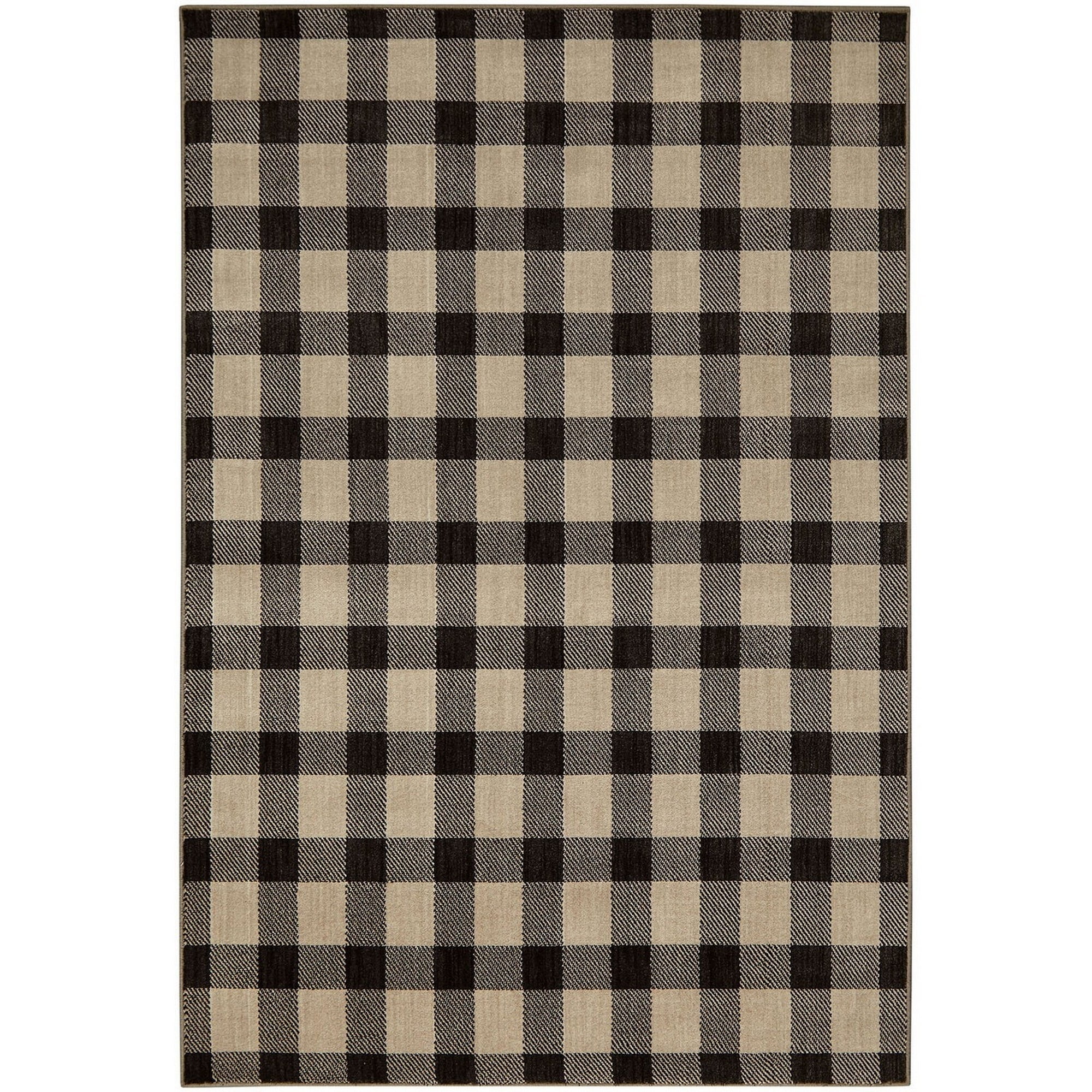 Benjara Yuvi 5 X 7.5 Medium Area Rug, Gingham Checkered Plaid, Onyx ...