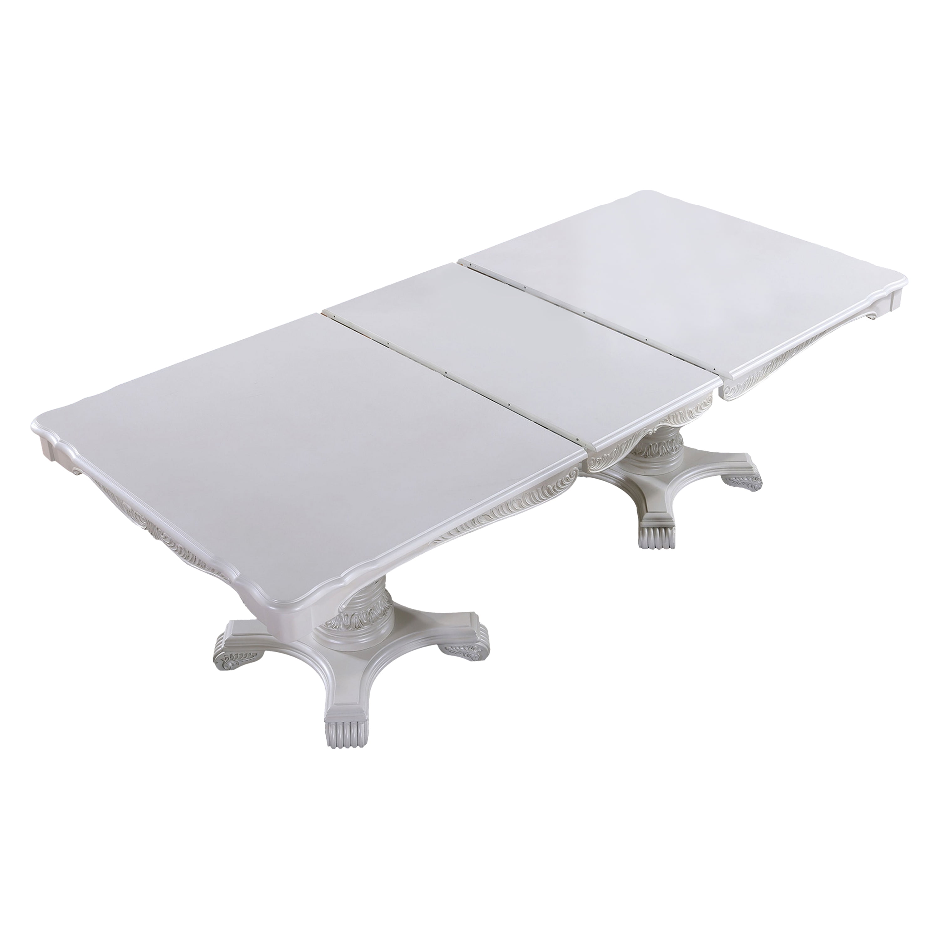Zenie Dining Table, Extension Leaf, 77-95 Inch, Classic White Solid ...