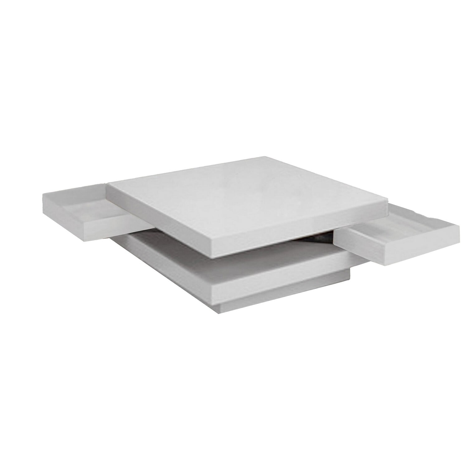 Benjara Zeny 32 Inch Coffee Table with 2 Drawers, Square White Lacquer ...