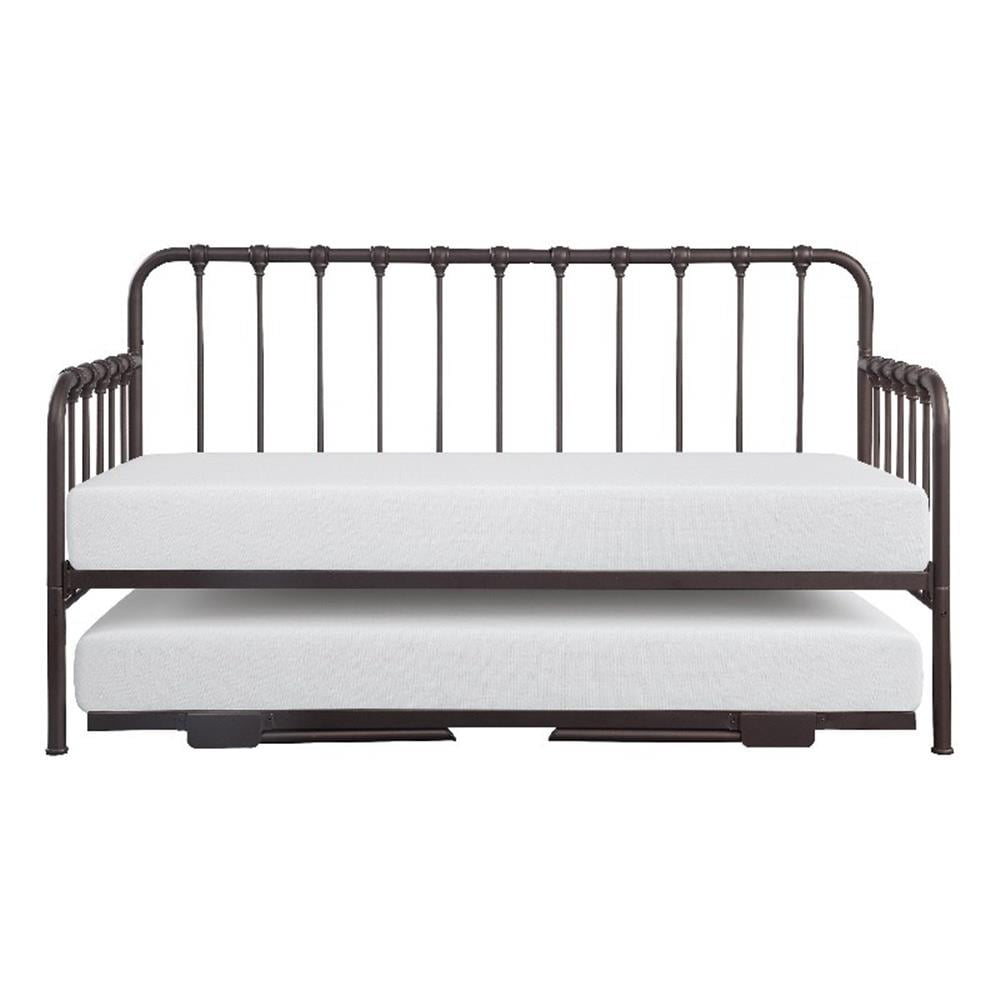 Ziva Daybed with Lift Up Trundle- Dark Bronze Metal Frame- Folding Legs ...