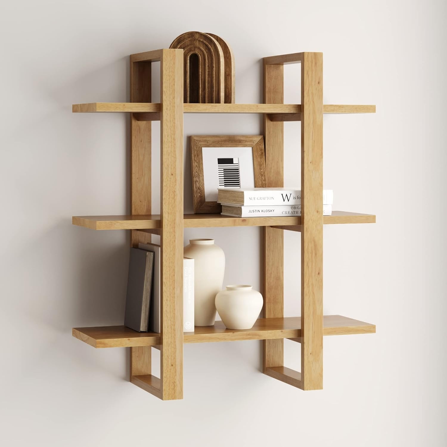 Benji Floating Wall Book Shelves 3-Tier Display Shelf Decorative ...