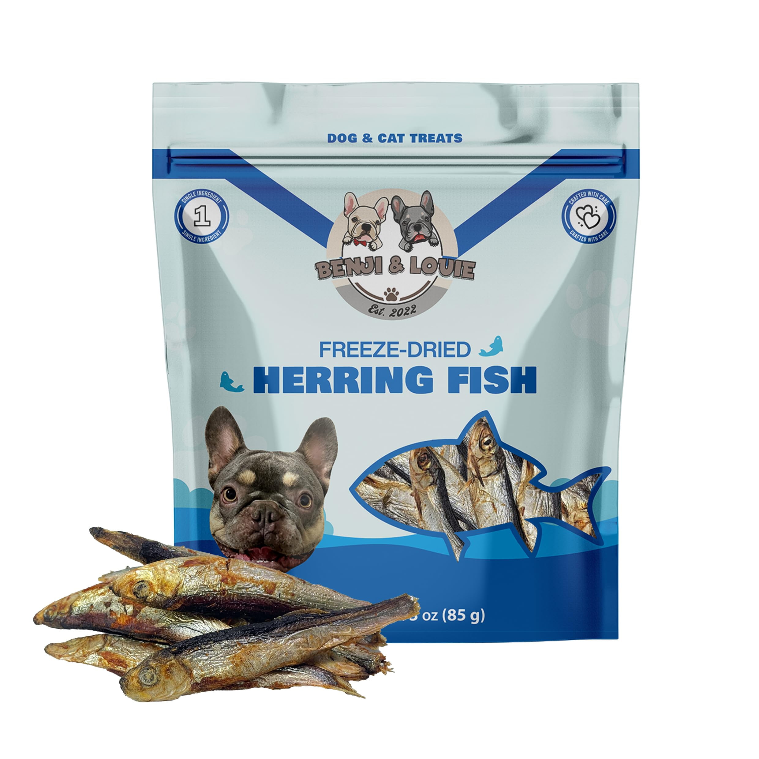 Benji & Louie Air IRF13 Dried Herring Fish for Dogs and Cats - Natural ...