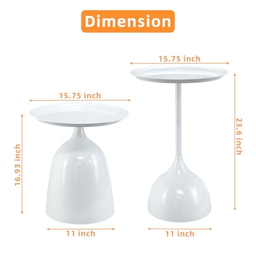 Benkyo White Nesting Tables Pedestal Coffee Table Set of 2 Nesting Side ...