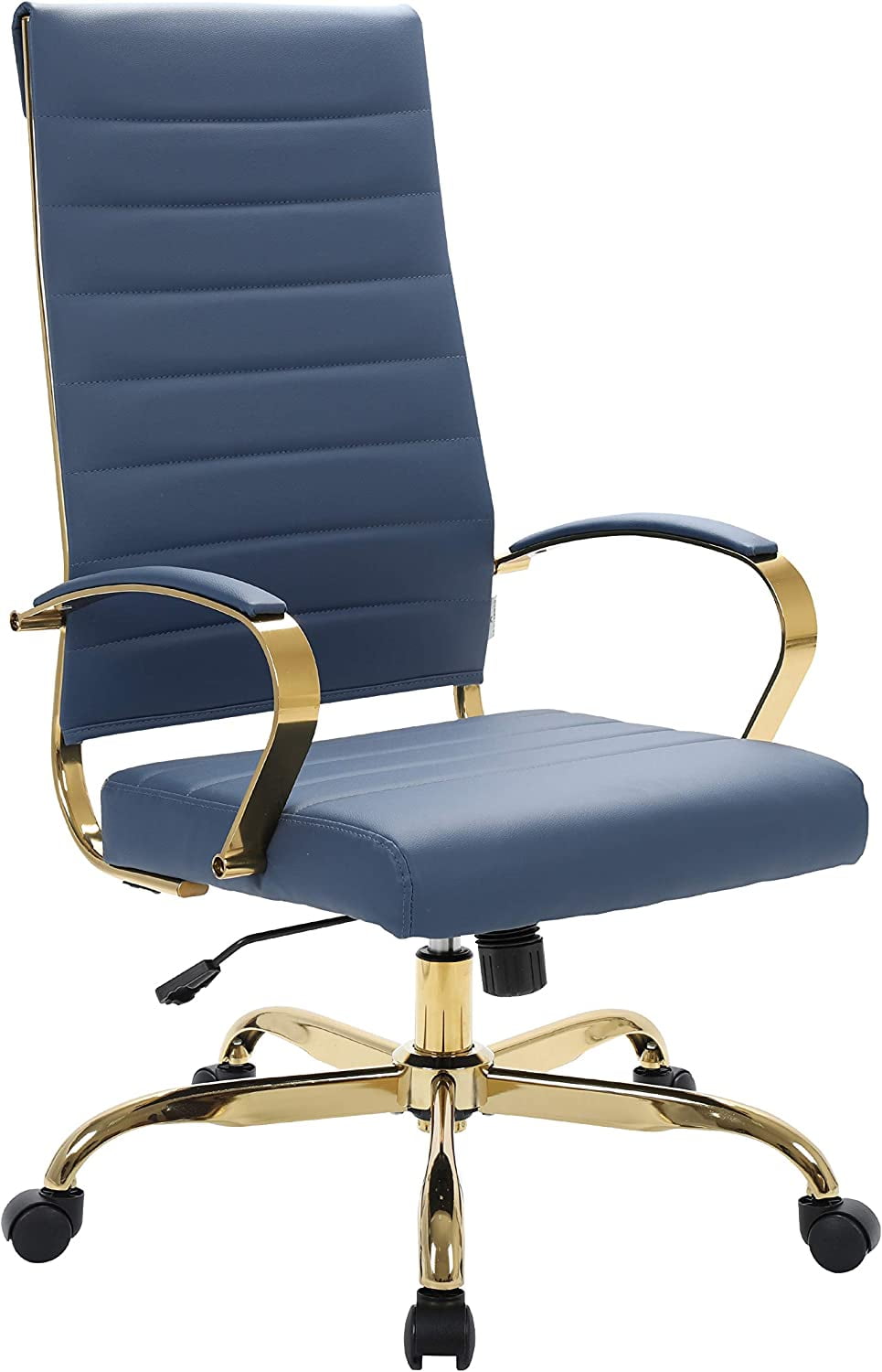 Benmar Modern High-Back Adjustable Swivel Leather Office Chair with Gold Frame (Grey) - Walmart.com