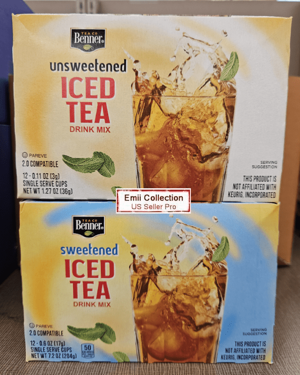 Benner Ice Tea Drink Mix Unsweetened & Sweetened 12 Cups (2 Boxes ...
