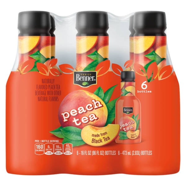 Benner Peach Flavored Iced Tea - 6 pack, 16 fl oz - Walmart.com