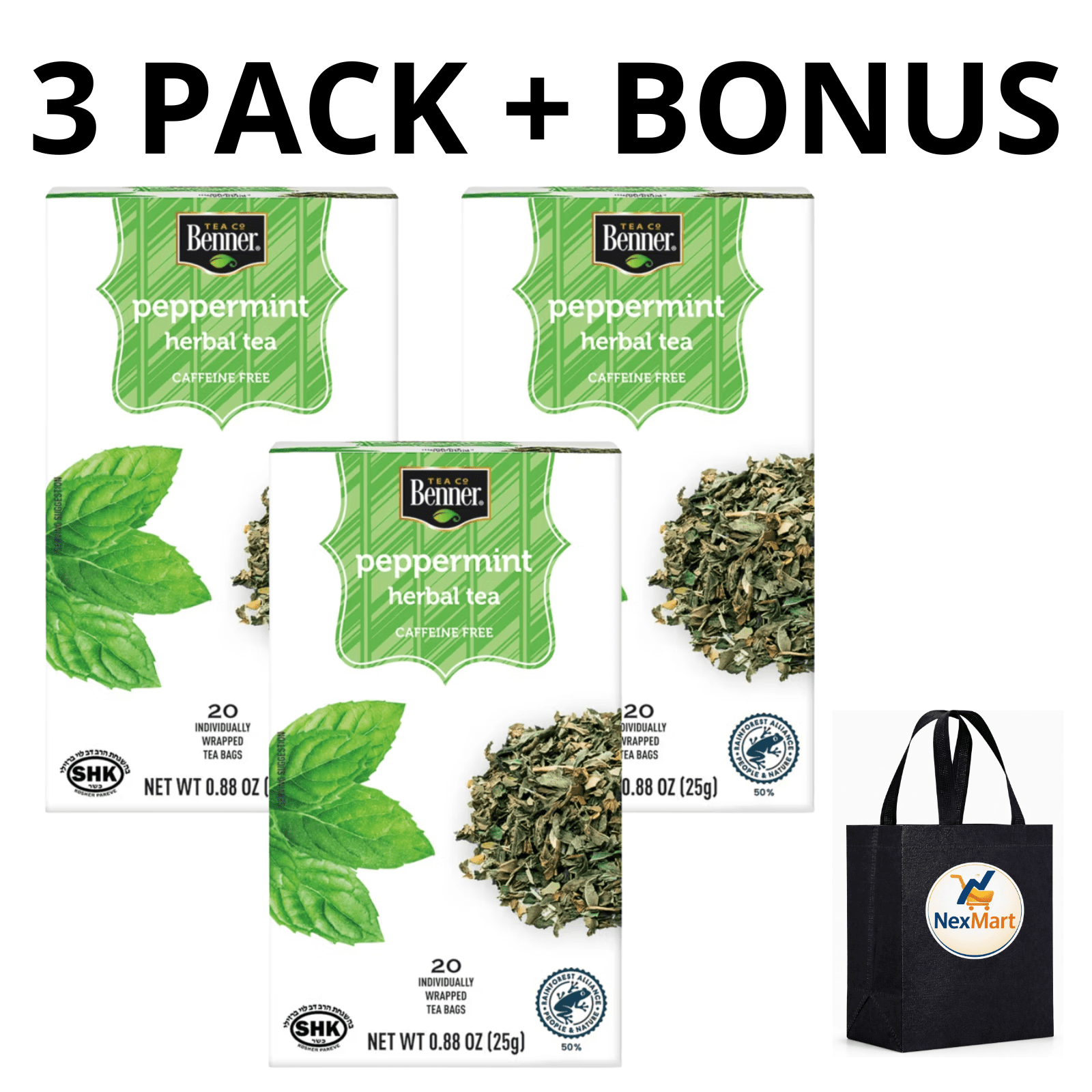 Benner Peppermint Herbal Tea 3 Pack - Walmart.com