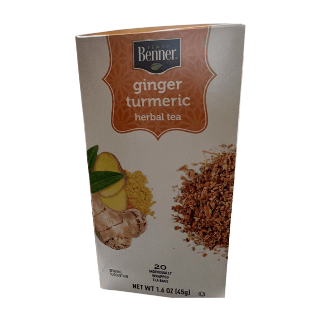 Benner Tea. Ginger, Turmeric. 20 Individually wrapped Teabags NET WT 1. ...