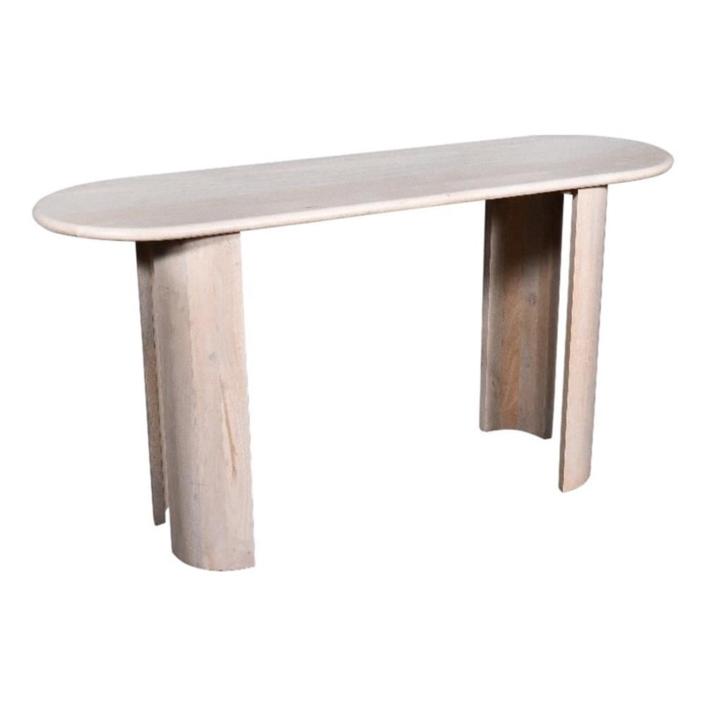 Bennett 61 in. White Wood Console Table with Modern Design and Natural ...