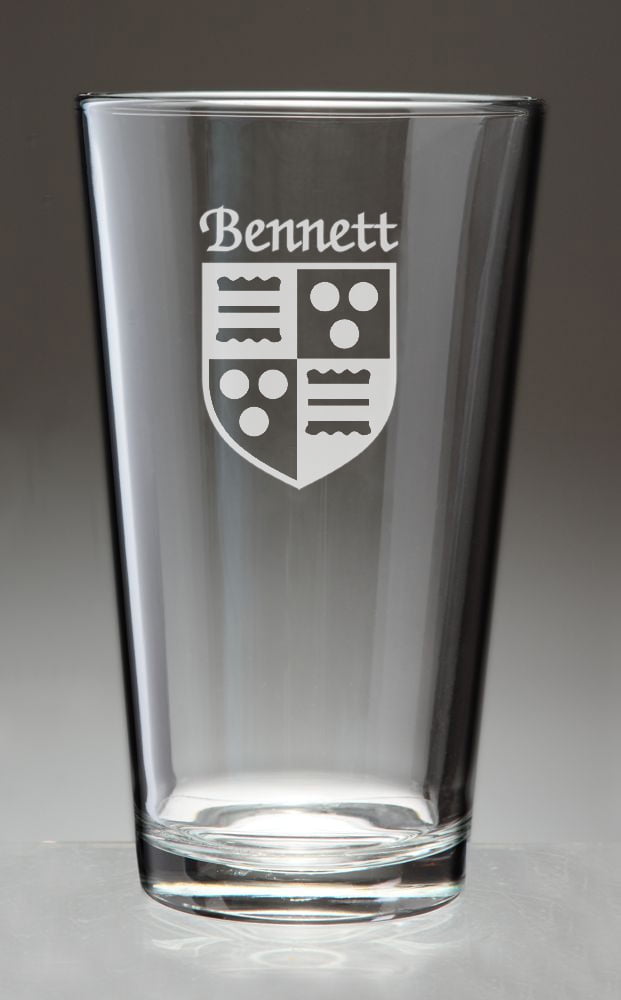 Bennett Irish Coat of Arms Pint Glasses - Set of 4 (Sand Etched ...