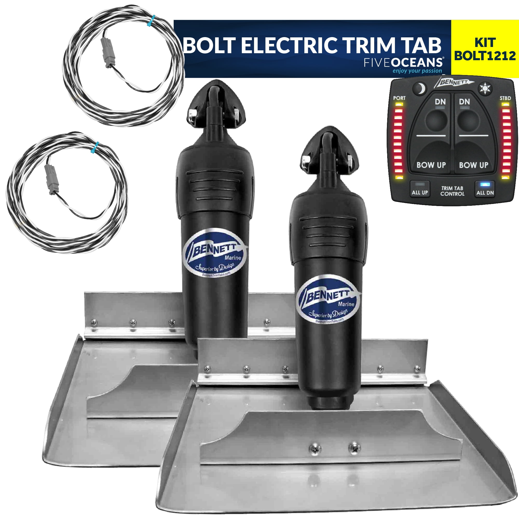 "Bennett Bolt Electric Trim Tab System 12"" x 12"" with Helm Control ...