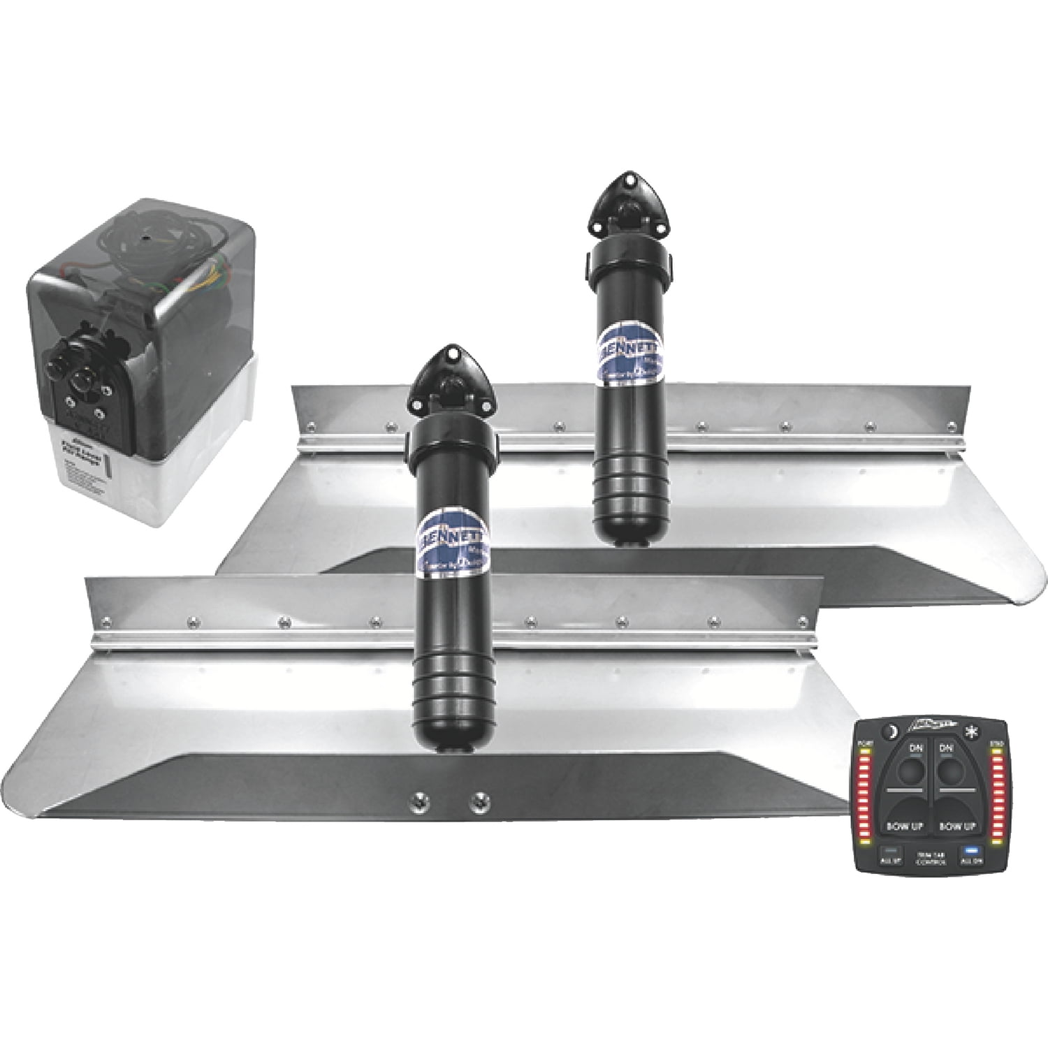 Bennett Marine Classic Hydraulic Trim Tab Kit with OBI9000H Integrated Helm Control Boat ...