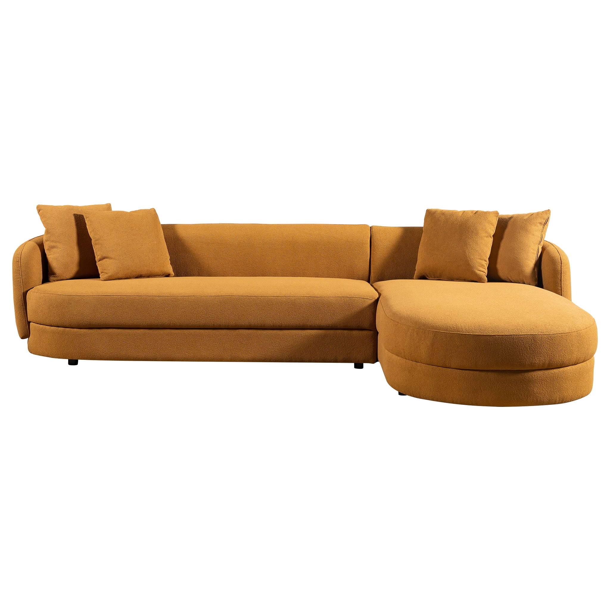 Bennington 118" 2-Piece Japandi Style Sectional Sofa in Cognac Tan ...