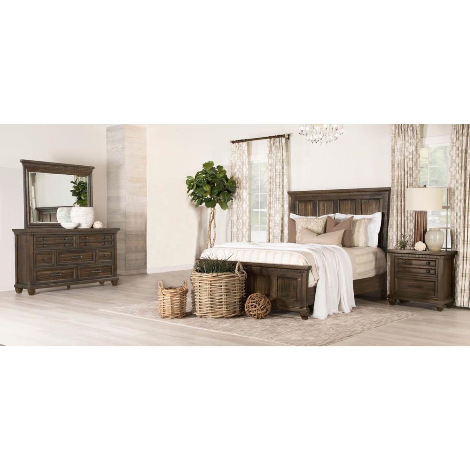 Bennington Rectangular Bedroom Set Acacia Brown - Walmart.com
