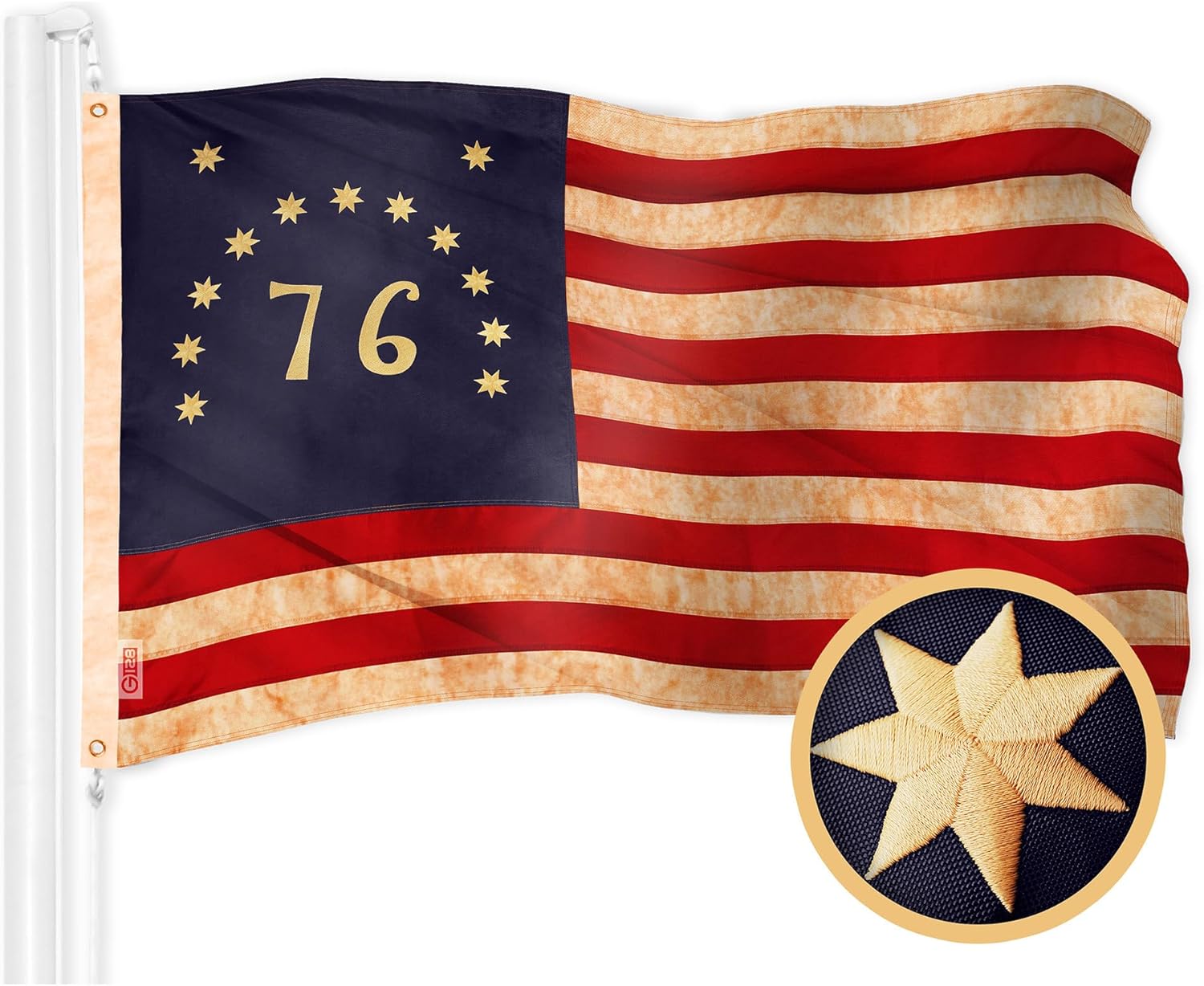 Bennington Tea-Stained Flag | 2x3 Ft | Embroidered 420D Polyester ...