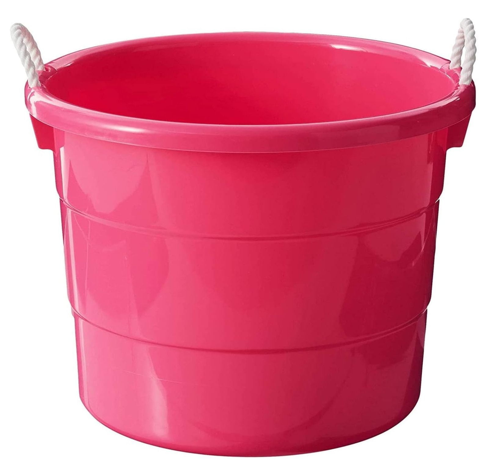 Bennium 0402PKDC Stackable Plastic 18 Gallon Utility Storage Container Bucket Tubs with Rope ...