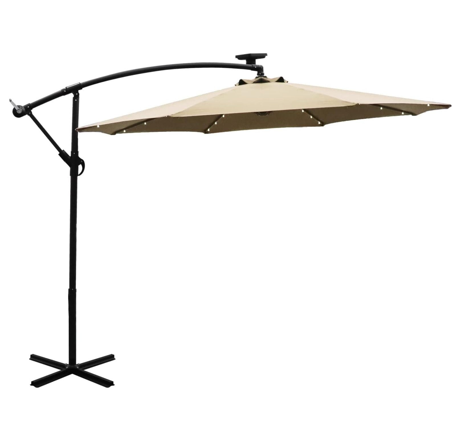 Bennium 10 FT Patio Offset Hanging Umbrella Solar LED Light Adjustable ...