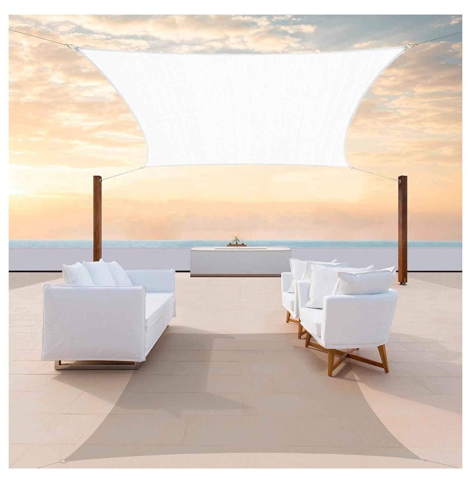 Bennium 10' x 20' White Rectangle CTAPR0812 Sun Shade Sail Canopy Mesh Fabric UV Block UPF50 ...