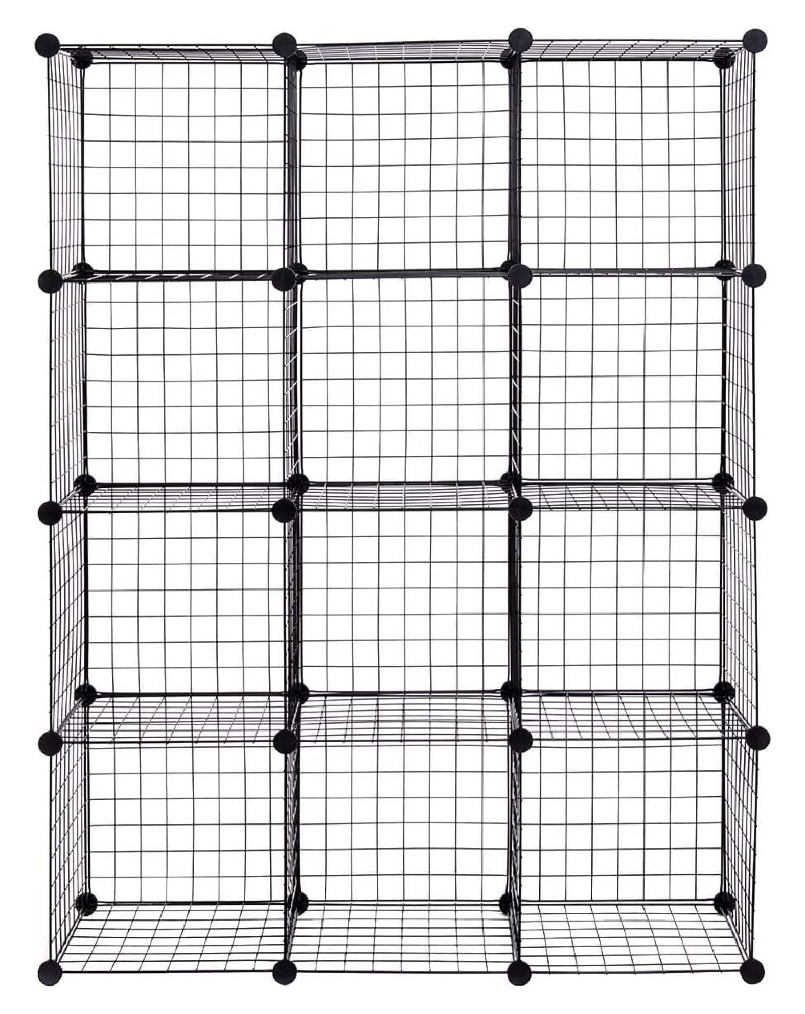 Bennium 12-Cube Metal Wire Storage Cubes, Standing Modular Shelving ...