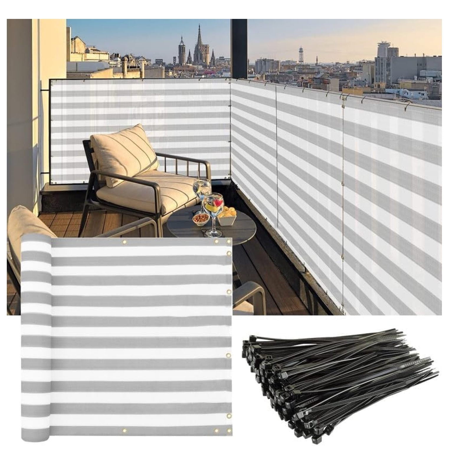 Bennium 3'x69' Balcony Privacy Fence Screen Mesh Balcony Cover for ...