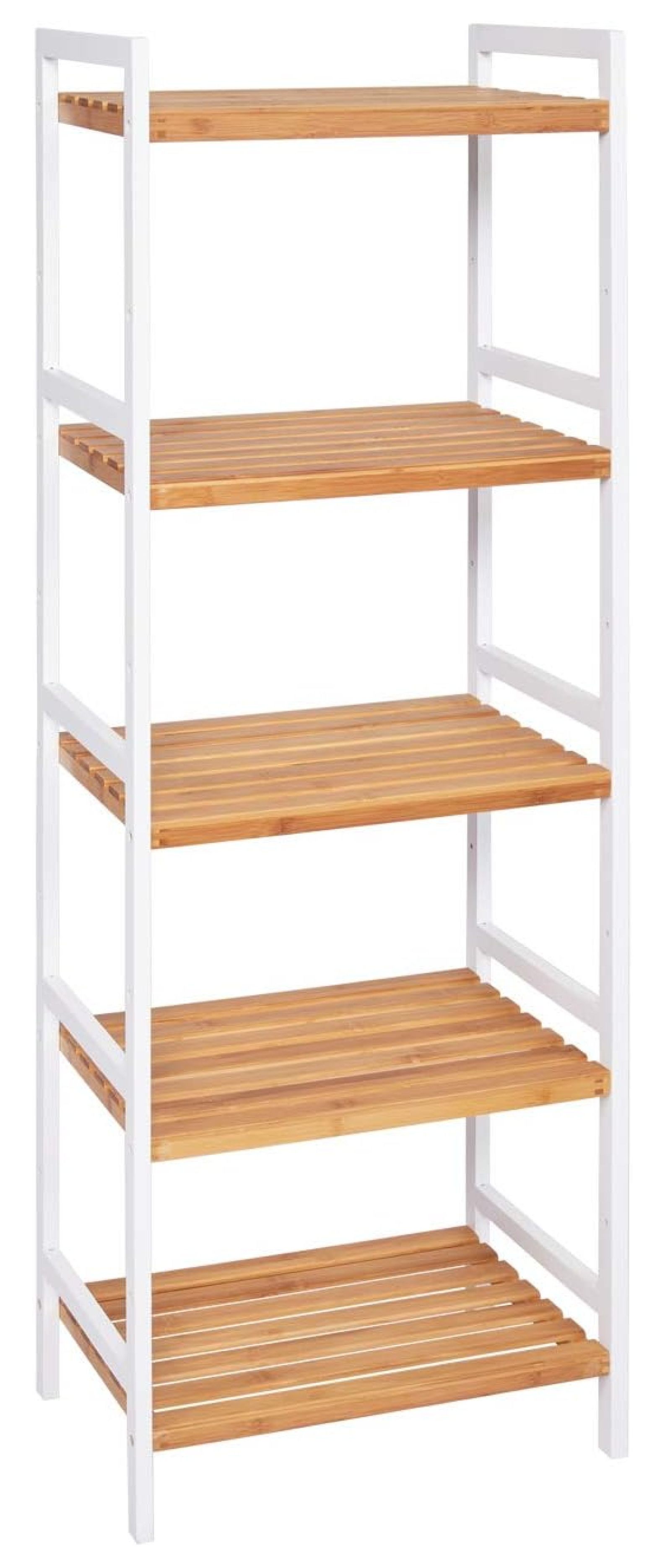 Bennium Bamboo Shelf - 5 Tier Utility Shelf, Bamboo Shelving Unit ...