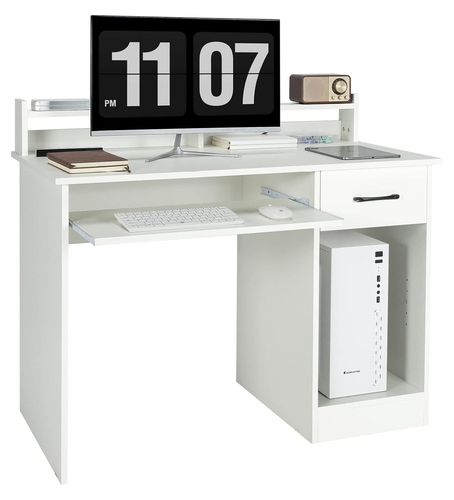 Bennium Computer Desk with Hutch, Home Office Desk with Drawer ...