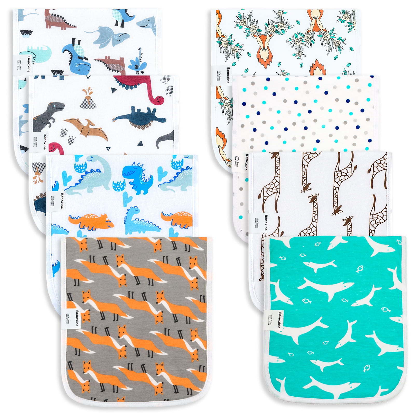 Benoxine Absorbent Ultra-Soft Baby Burping Pads, Cotton, Adorable ...