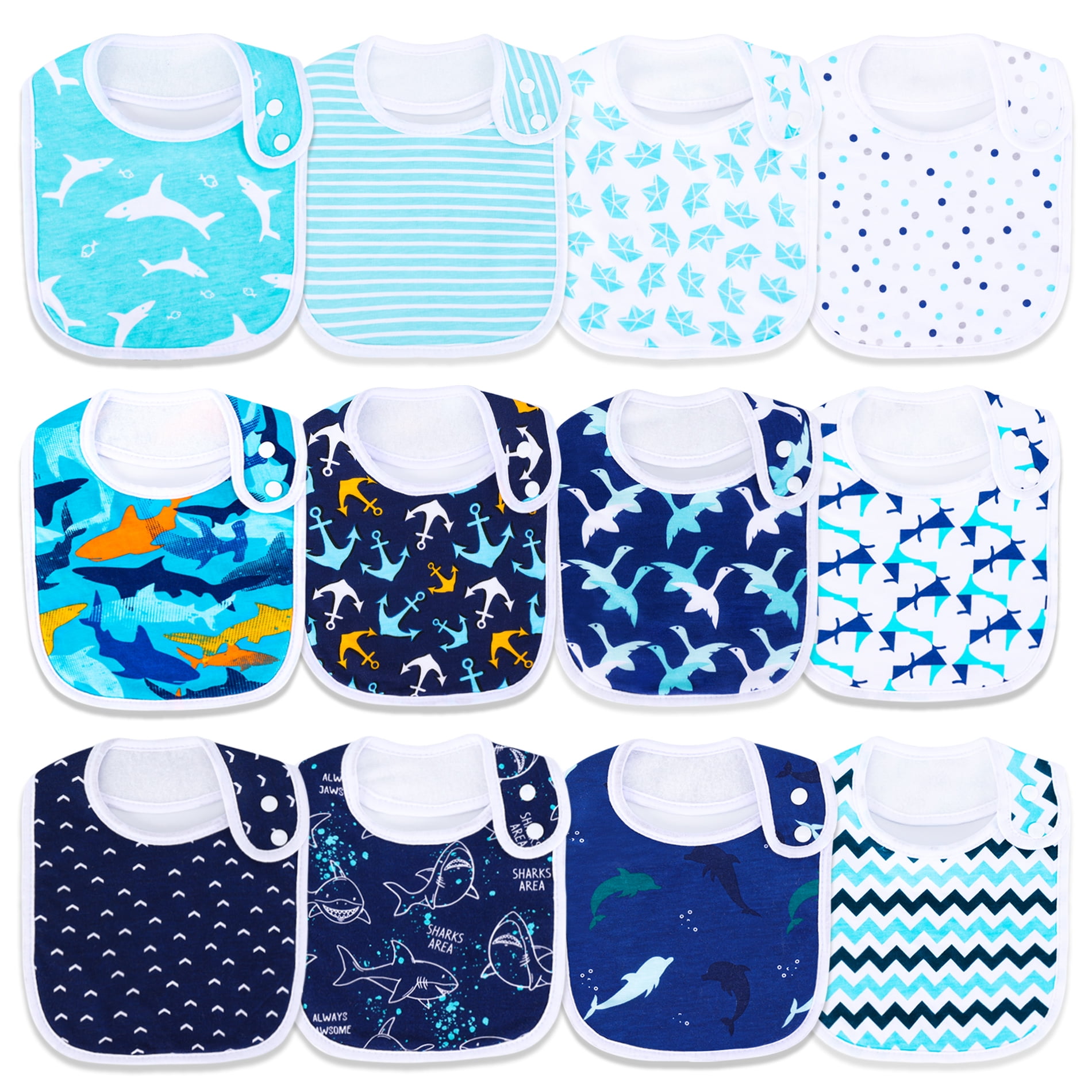 Benoxine Unisex Baby Bibs: Cotton, 12-Pcs Set for Newborns Drooling ...