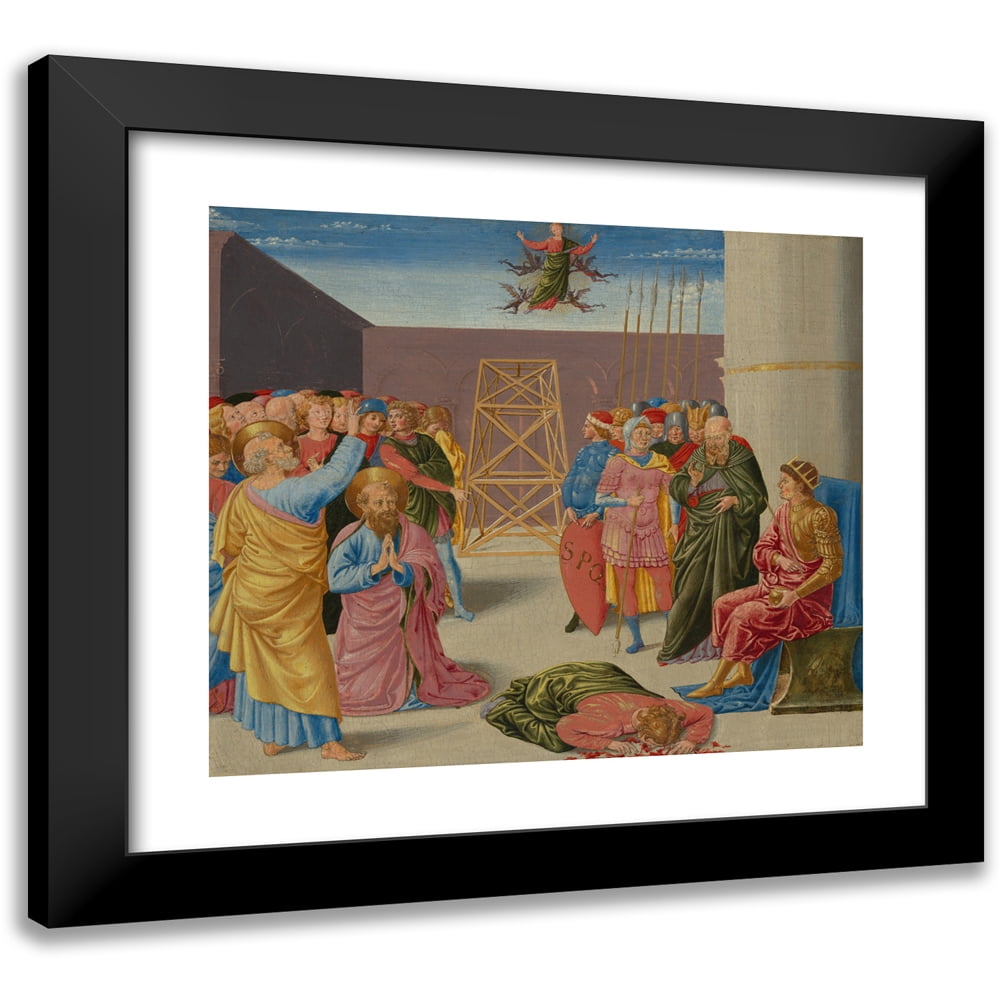 Benozzo Gozzoli 22x20 Black Modern Framed Museum Art Print Titled - Saint Peter and Simon Magus ...