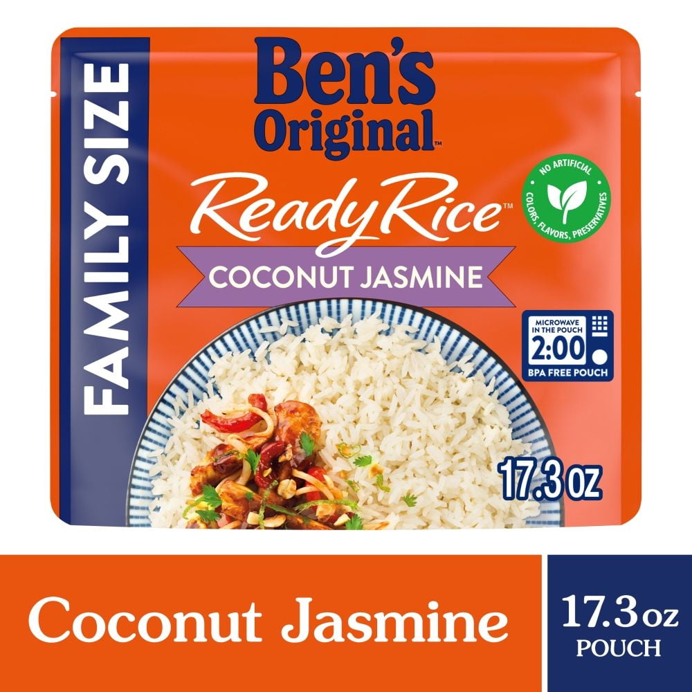 Bens Original Ready Rice Coconut Jasmine Family Size Rice, Easy Dinner ...