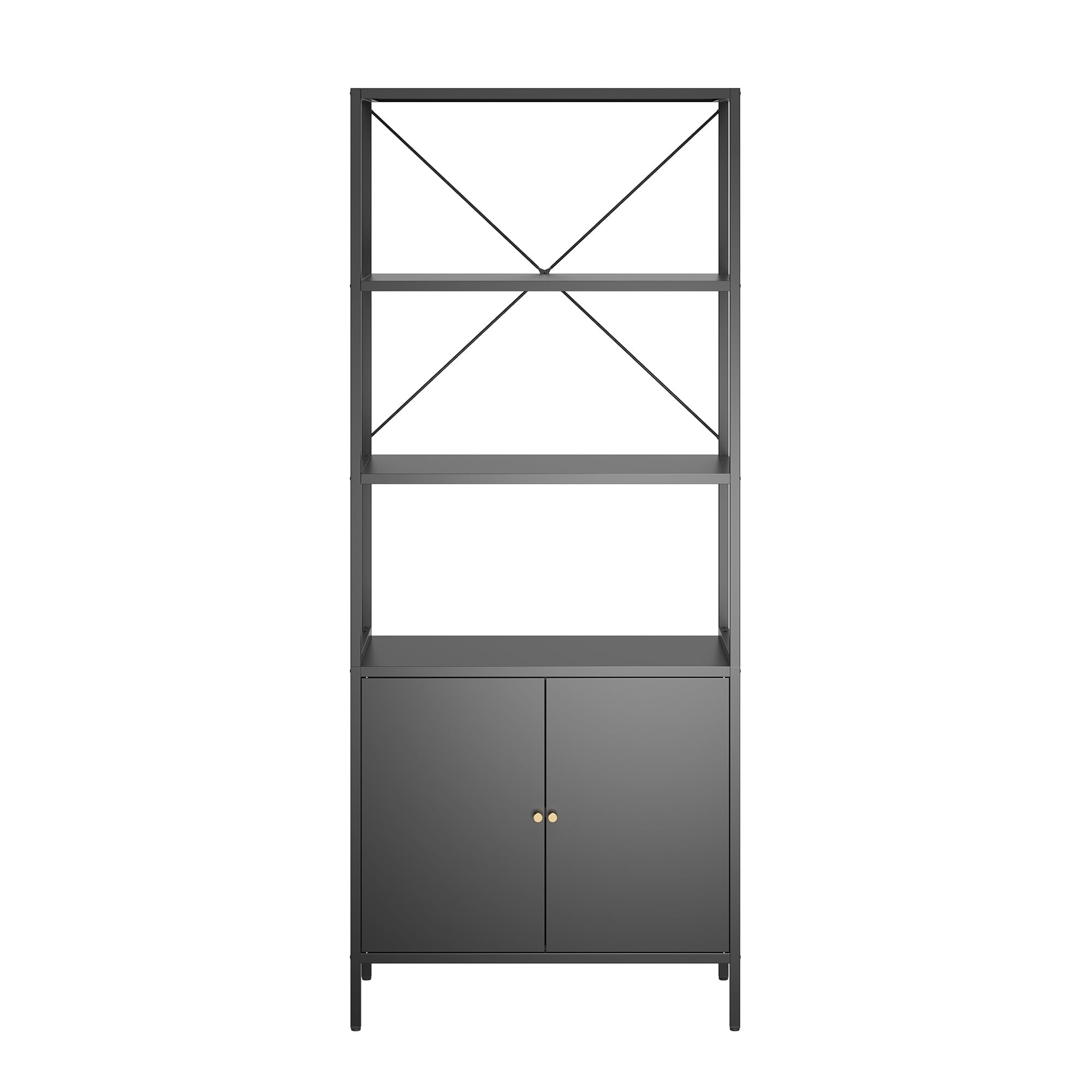 Benson 71.25-inch Black Two Door Metal Cabinet with Open and Closed ...