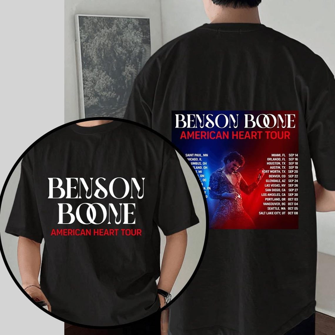 Benson Boone American Heart Tour 2 sided T-shirt, 2025 American Heart Tour shirt - Walmart.com