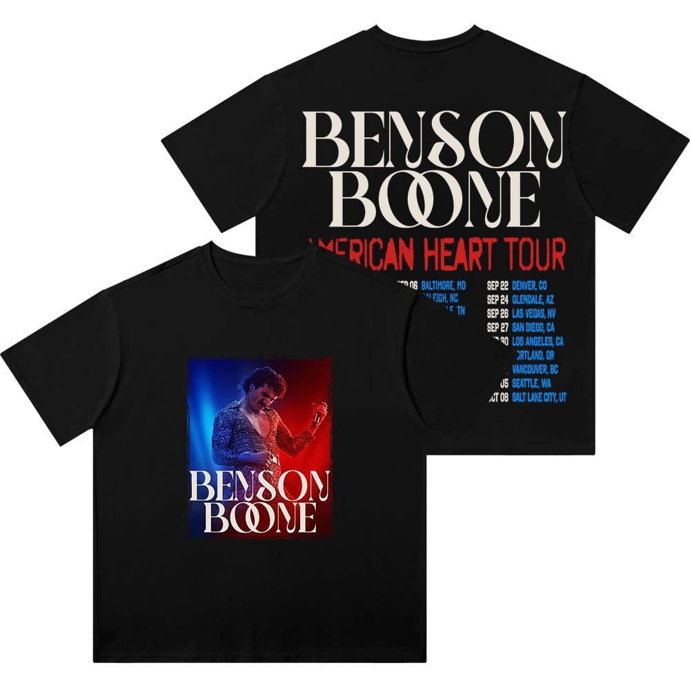 Benson Boone American Heart Tour Merch Wash T-Shirts Streetwear Unisex ...
