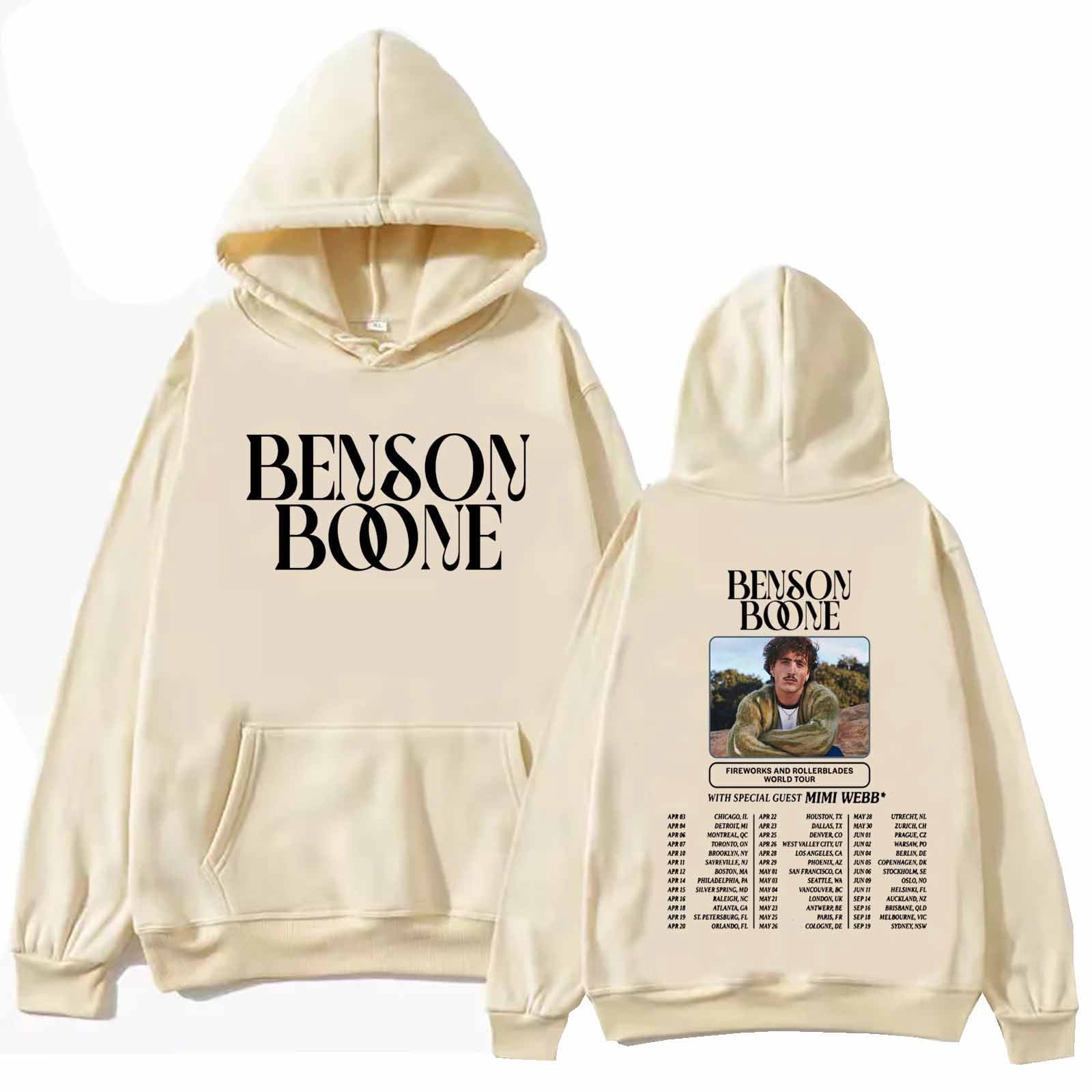Benson Boone Fireworks and Rollerblades World Tour 2024 Hoodie Harajuku ...