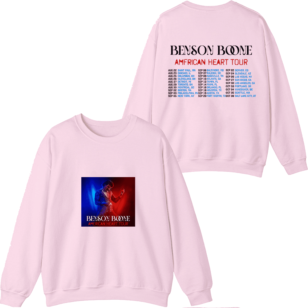 Benson Boone Merch Amfrican Heart Tour Crewneck Sweatshirt Men Women ...