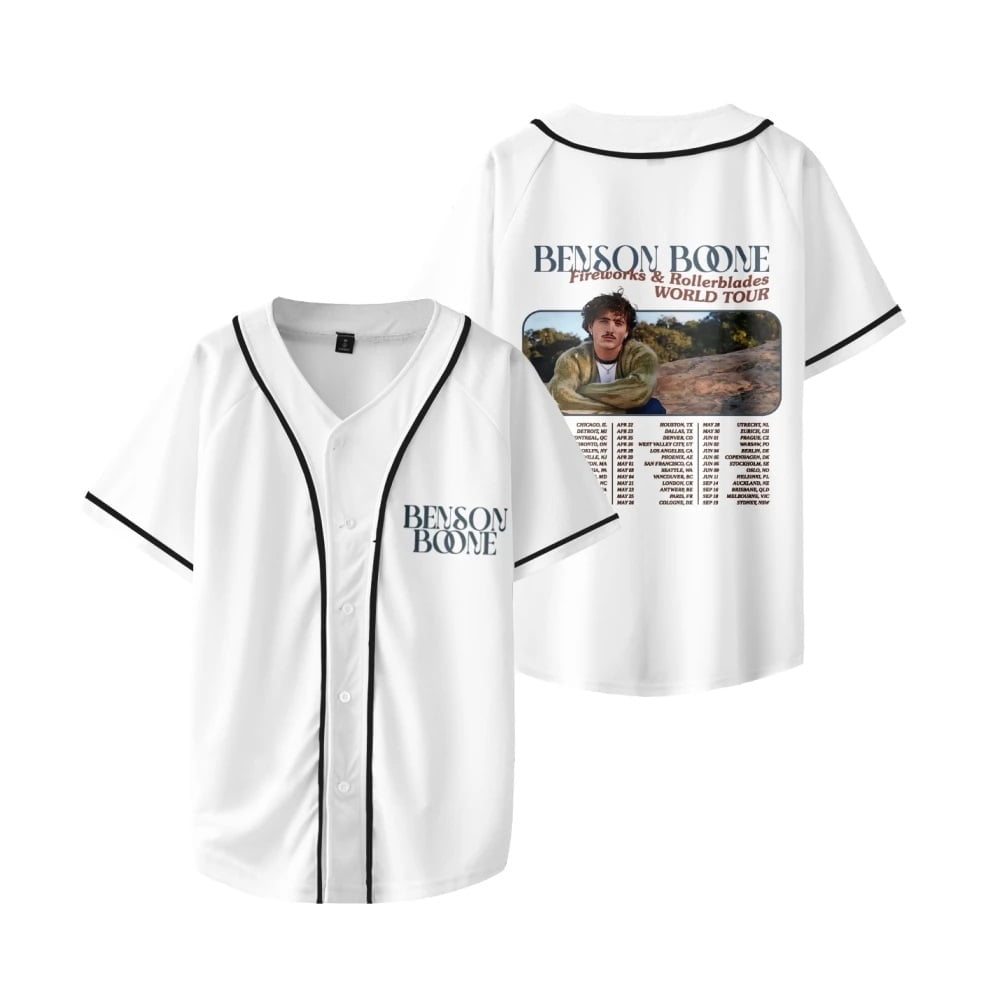 Benson Boone Merch Fireworks & Rollerblades World Tour Baseball Jersey ...