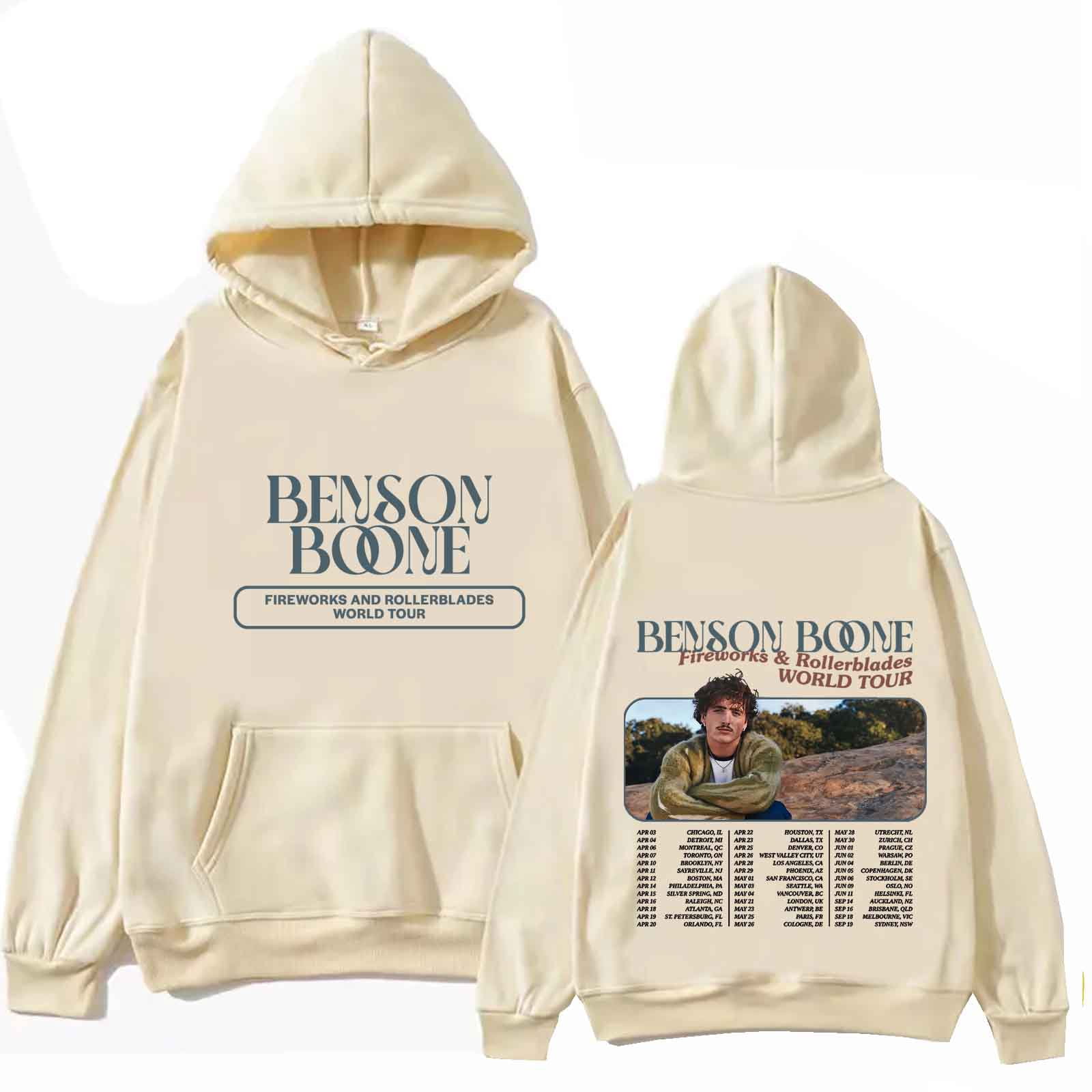 Benson Boone Merch Fireworks and Rollerblades World Tour 2024 Hoodie ...