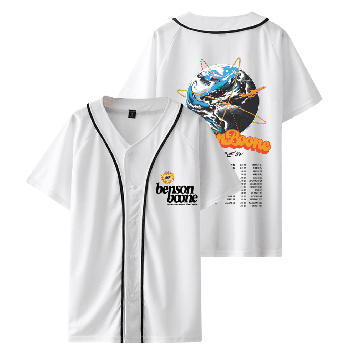 Benson Boone Merch Short Baseball Shirts Fireworks & Rollerblades World ...